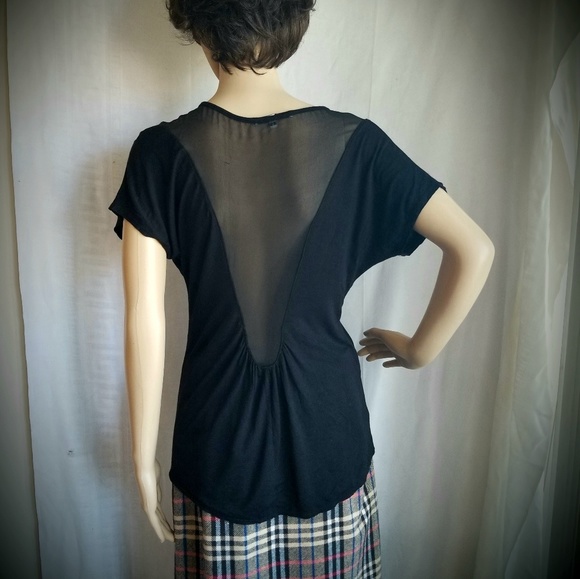 Red Haute | Tops | Sheer Back Red Haute Black Tshirt Medium | Poshmark
